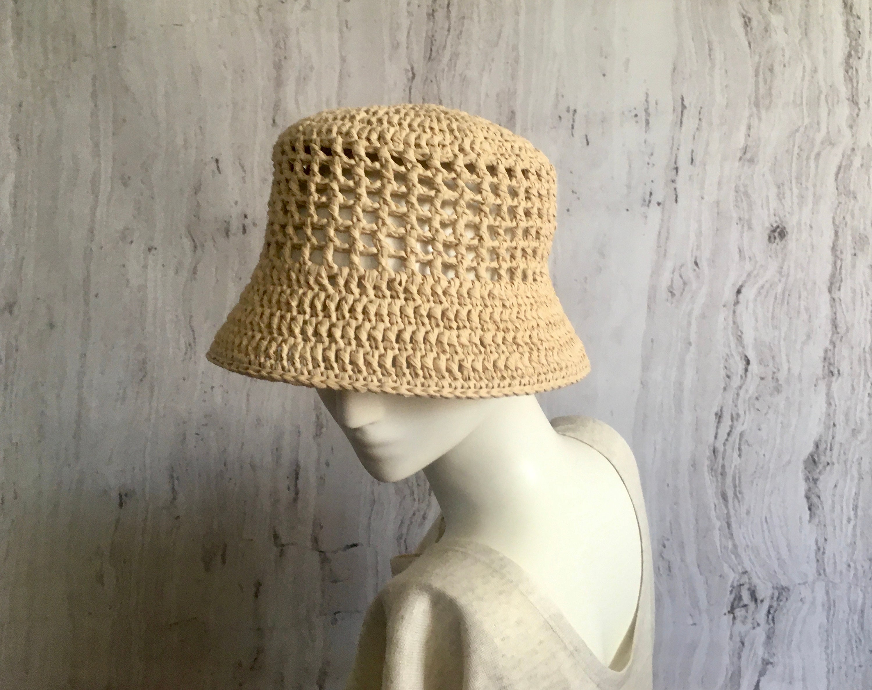 Crochet Raffia Sun Hat: Unisex Panama Style - Etsy