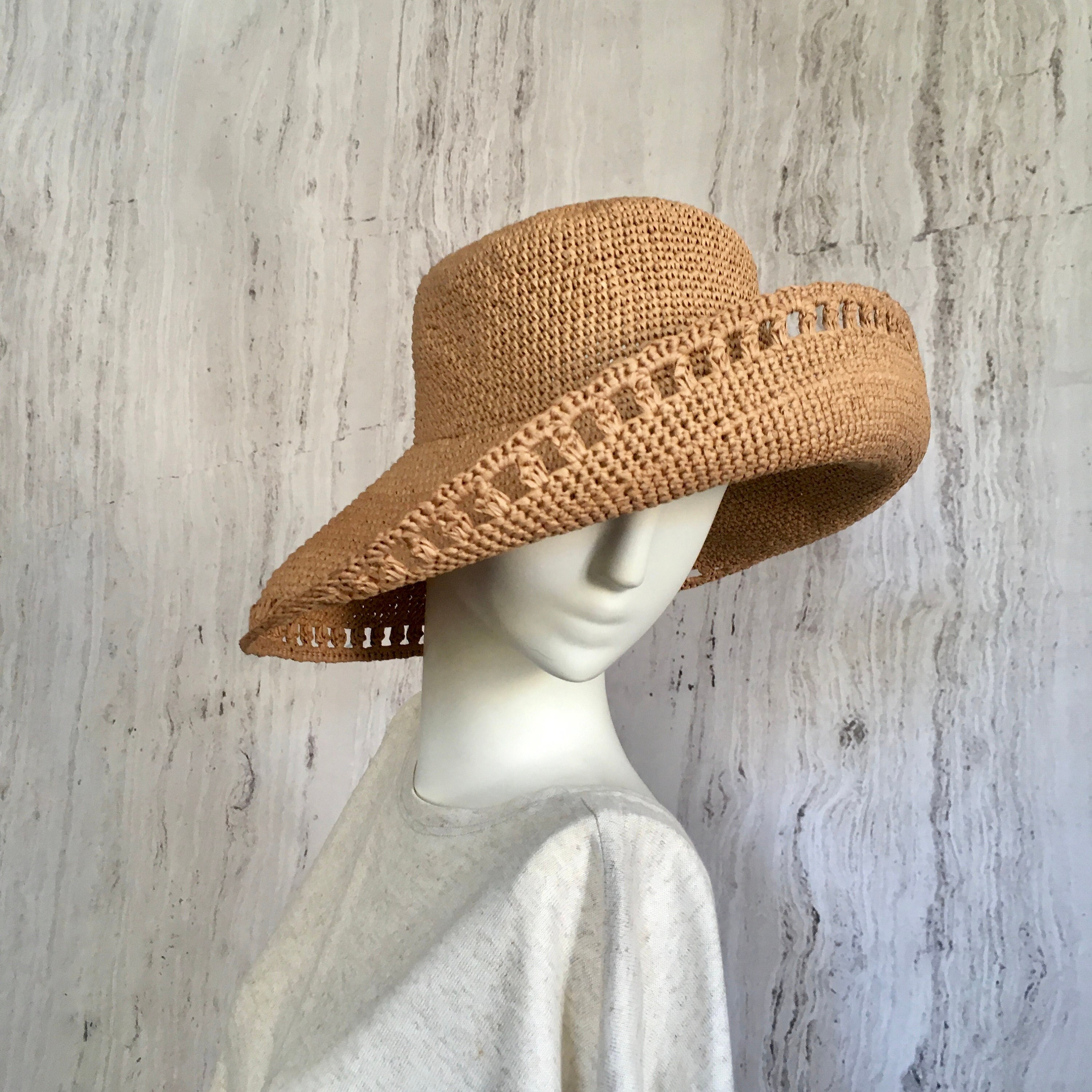 Wide-brimmed Straw Crochet Raffia Hat Wide-brimmed Raffia Hat - Etsy