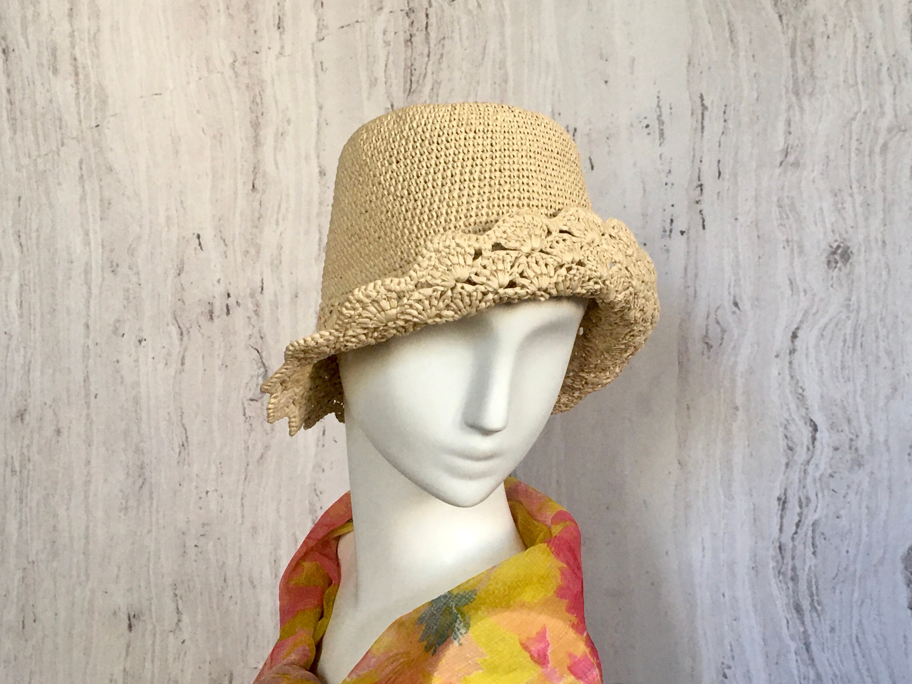 Straw Crochet Hat Crochet Raffia Hat Raffia Summer Hat - Etsy
