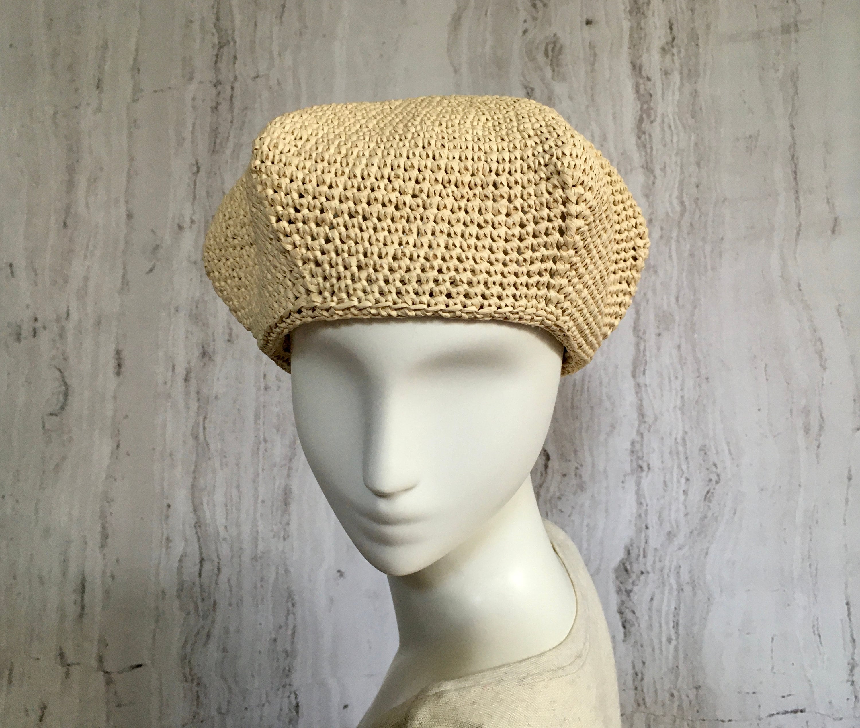 Raffia Beret Hat Crochet, Crochet Beret, Straw Summer Beret - Etsy
