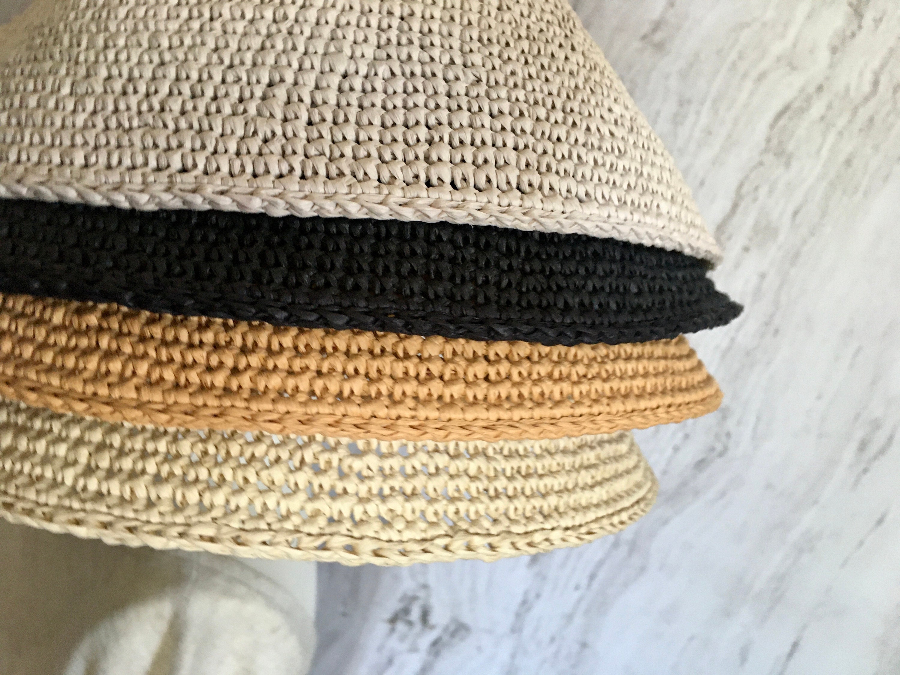 Crochet Raffia Sun Hat, Crochet Raffia Hat With 4 Inches Brim - Etsy