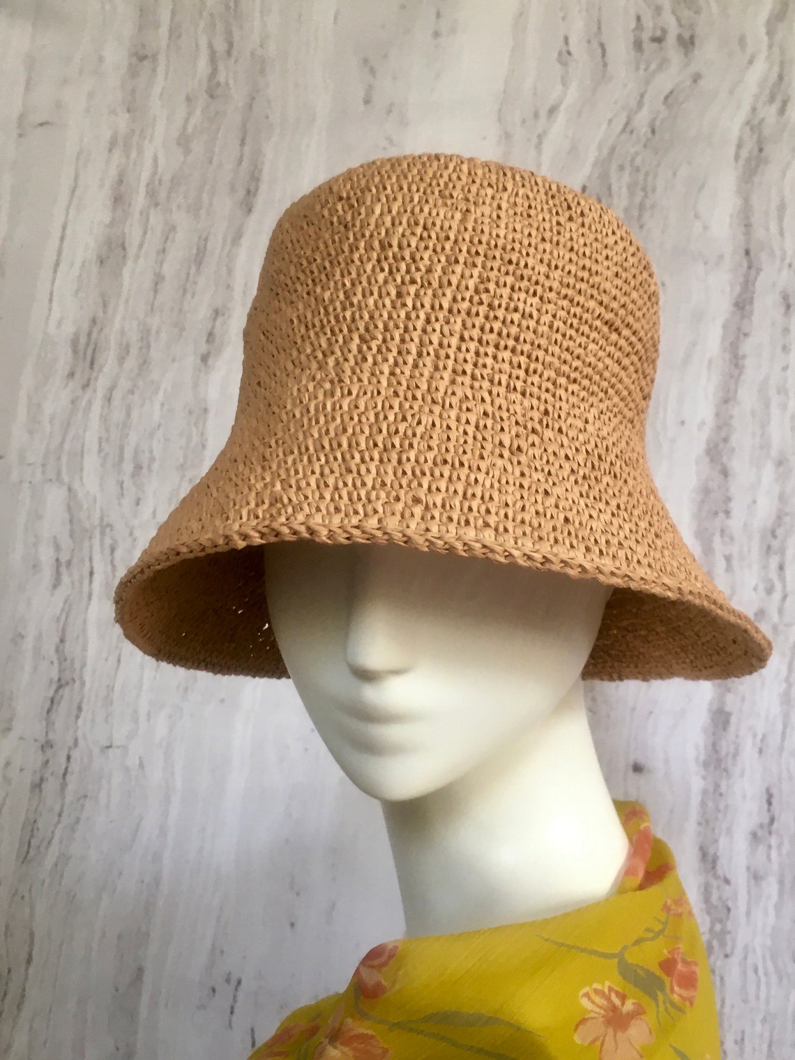 Crochet Raffia Bucket Hat, Raffia Panama Knit Hat - Etsy