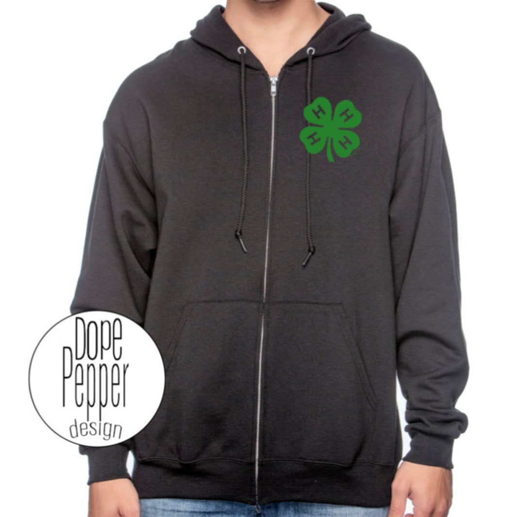 4H Zip up Hoodie With Clover Leaf, Personalization Optional - Etsy