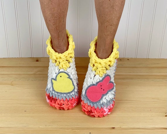 Cute EASTER PEEPS Slippers Pink & Yellow Fuzzy Slippers | Etsy