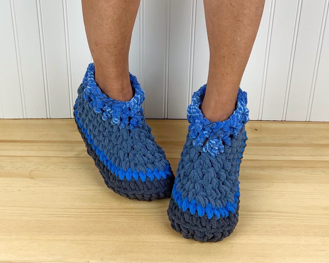 Beautiful BLUE FUZZY Slippers - Cozy Chenille Slipper Socks - Hygge ...