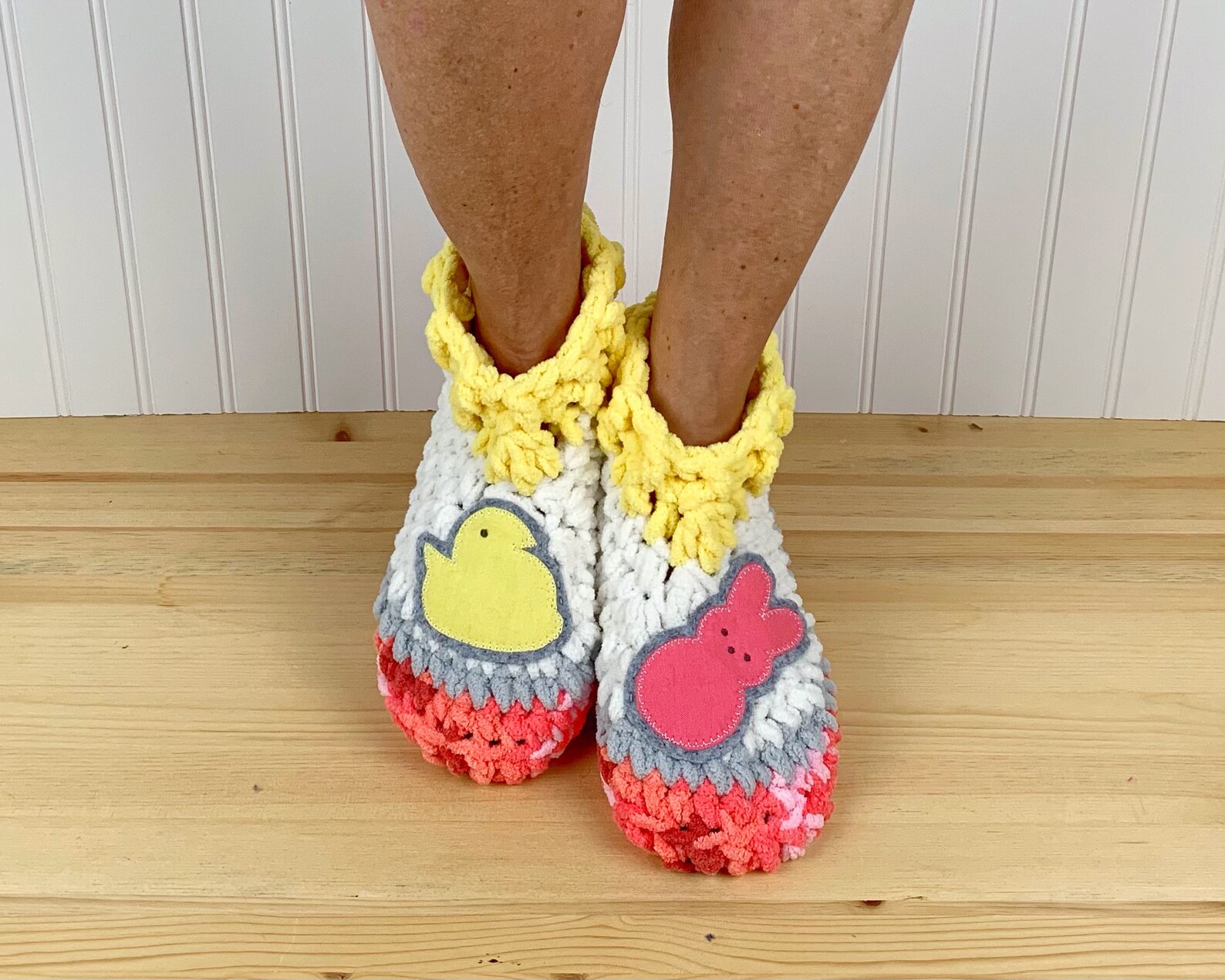 Cute EASTER PEEPS Slippers Pink & Yellow Fuzzy Slippers - Etsy
