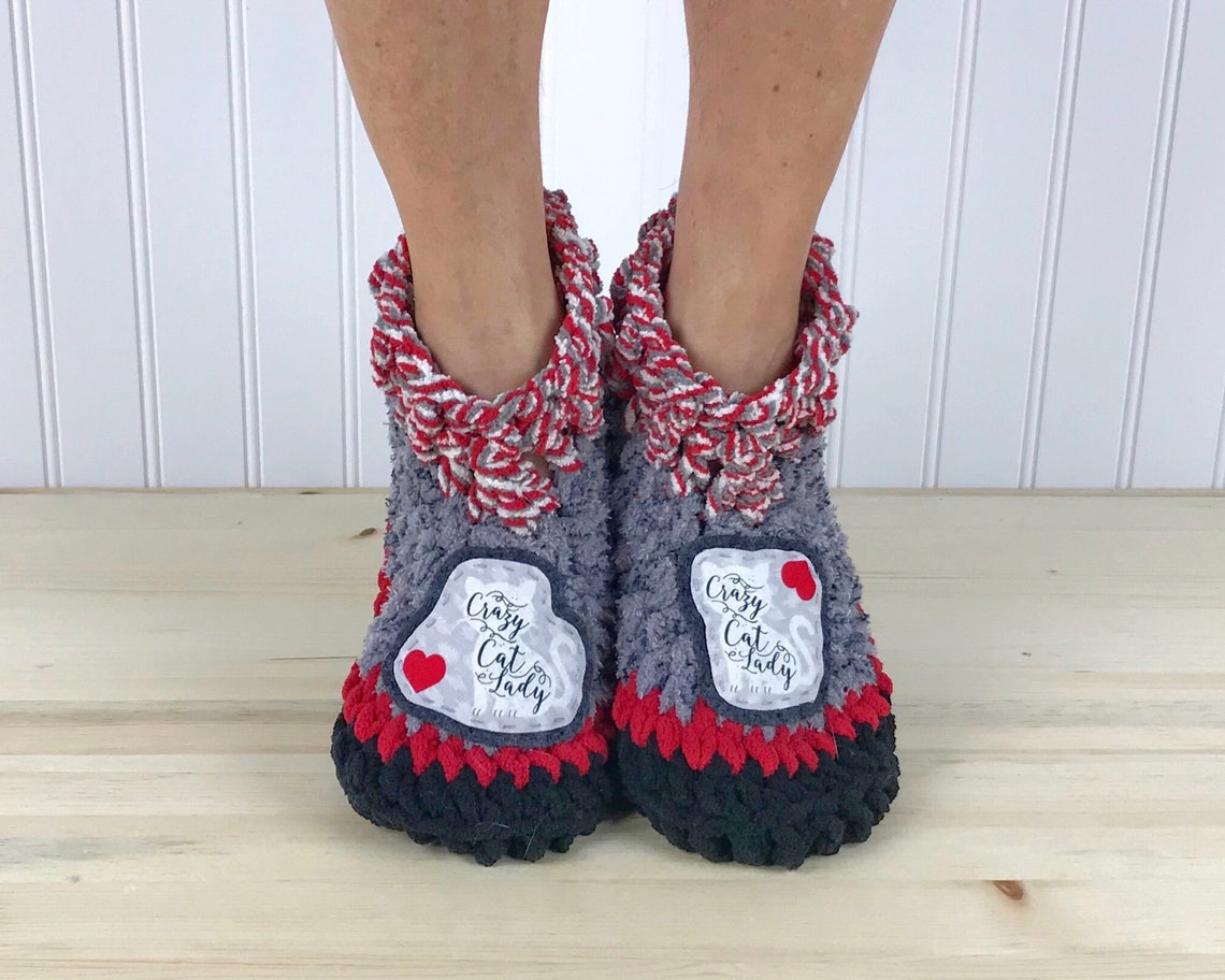Crazy Cat Lady Slippers Gezellige Chenille Slipper Sokken - Etsy Nederland