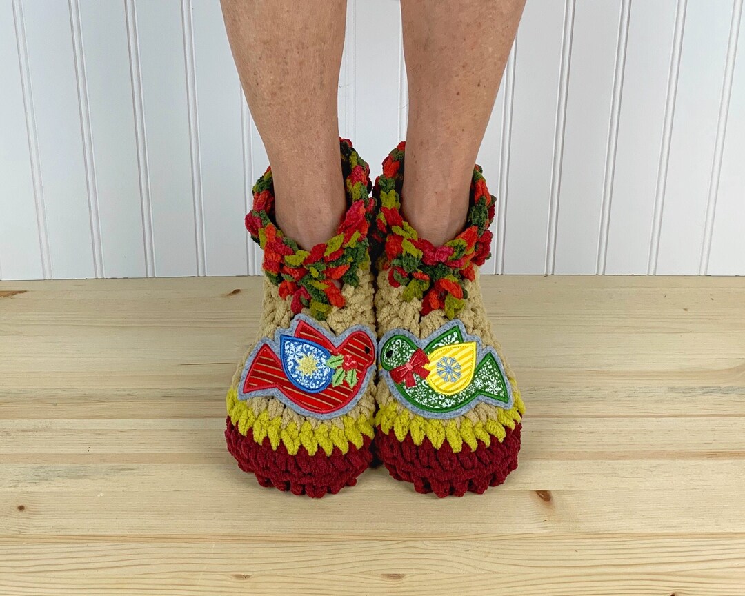 HOLIDAY BIRD Slippers - Christmas Booties - Bird Lover Gift - Cozy ...