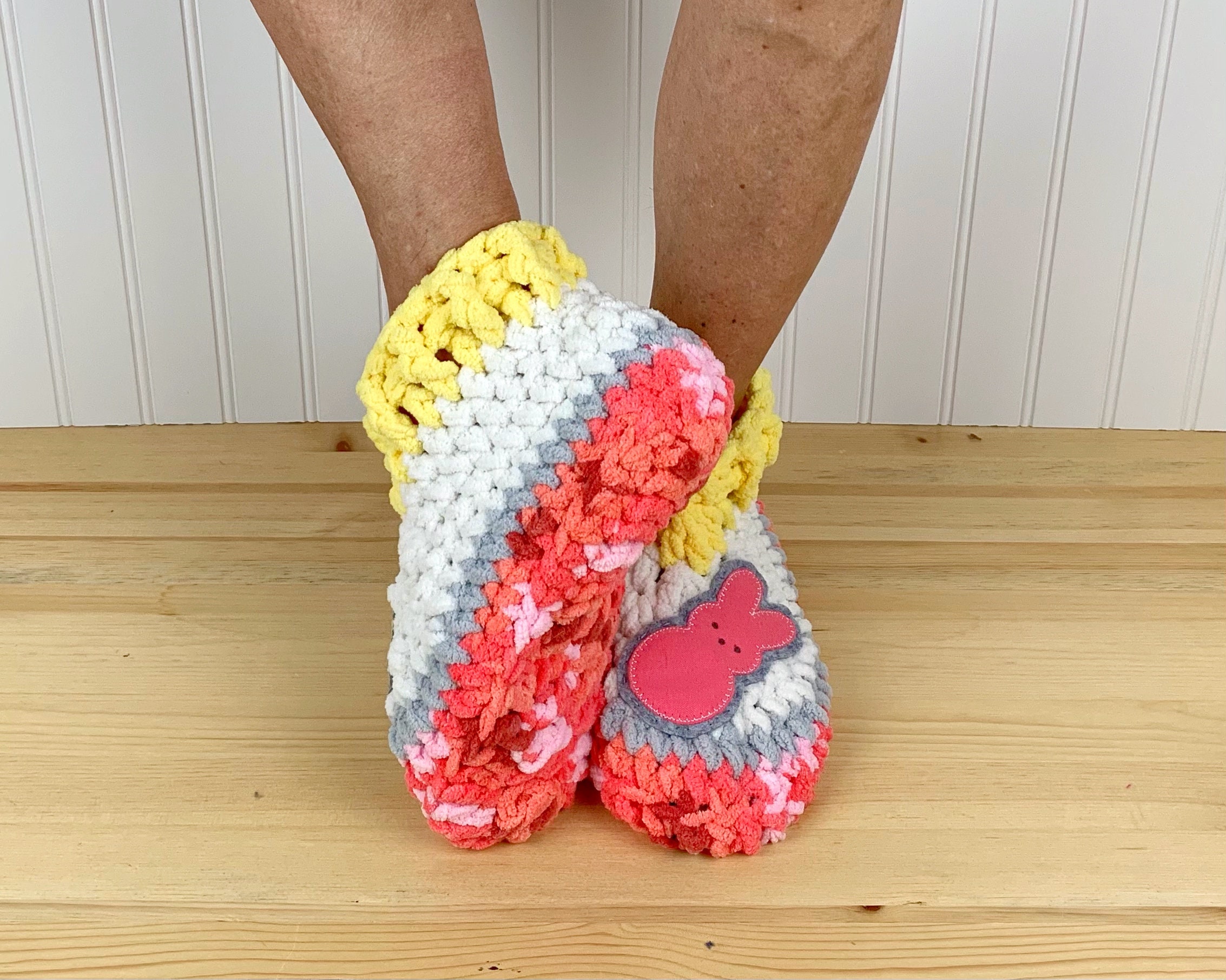 Cute EASTER PEEPS Slippers Pink & Yellow Fuzzy Slippers - Etsy