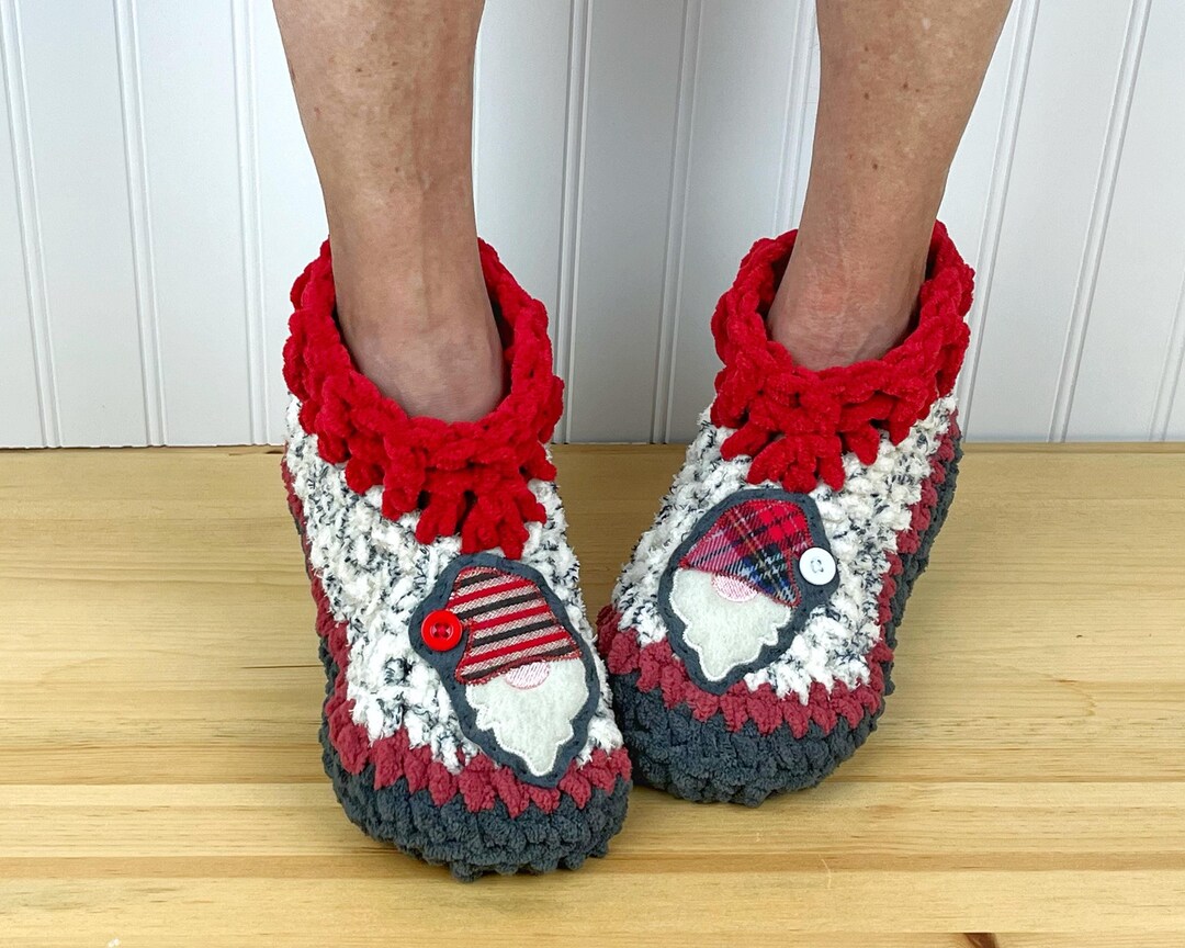 Fun Fuzzy WINTER GNOMES Slippers - Comfy Chenille Slipper Socks ...