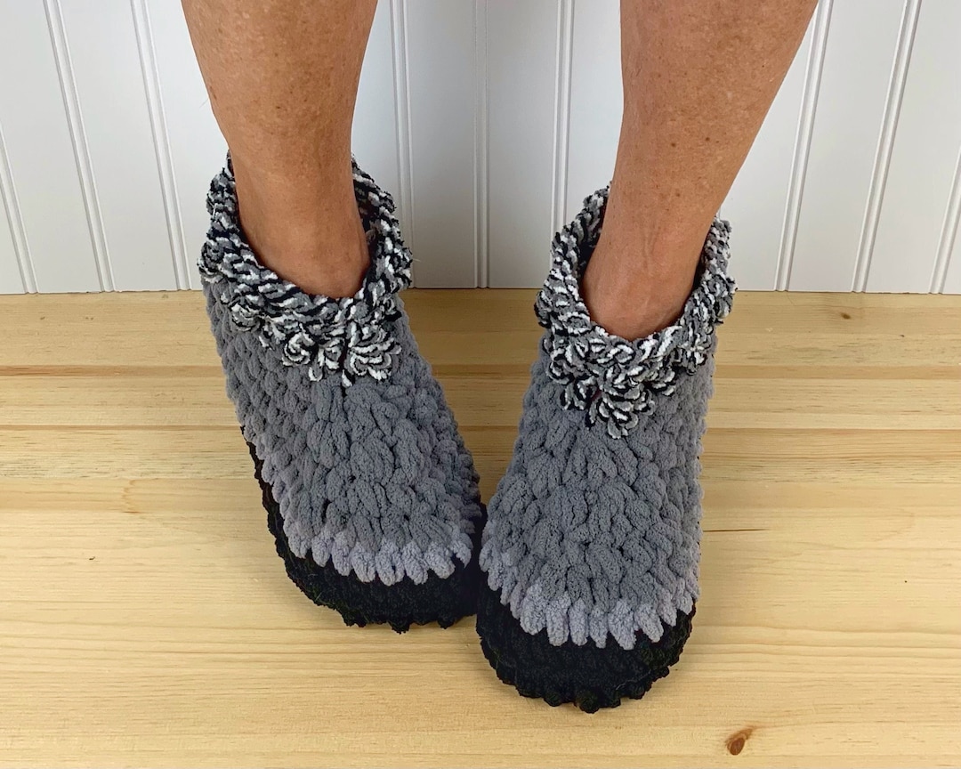 GRAY FUZZY Slippers - Cozy Chenille Slipper Socks - Hygge House ...