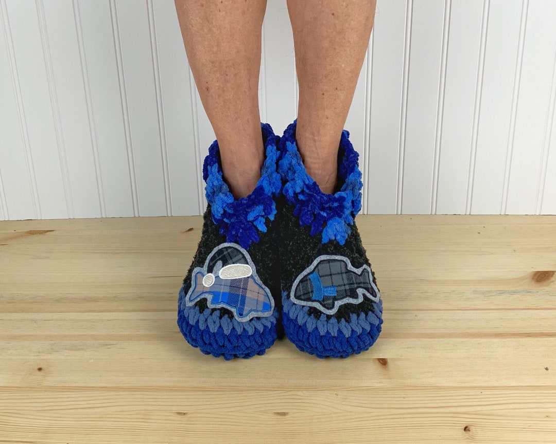 SNUGGLY FISH Slippers - Comfy Chenille Slipper Socks - Fishing Gift ...
