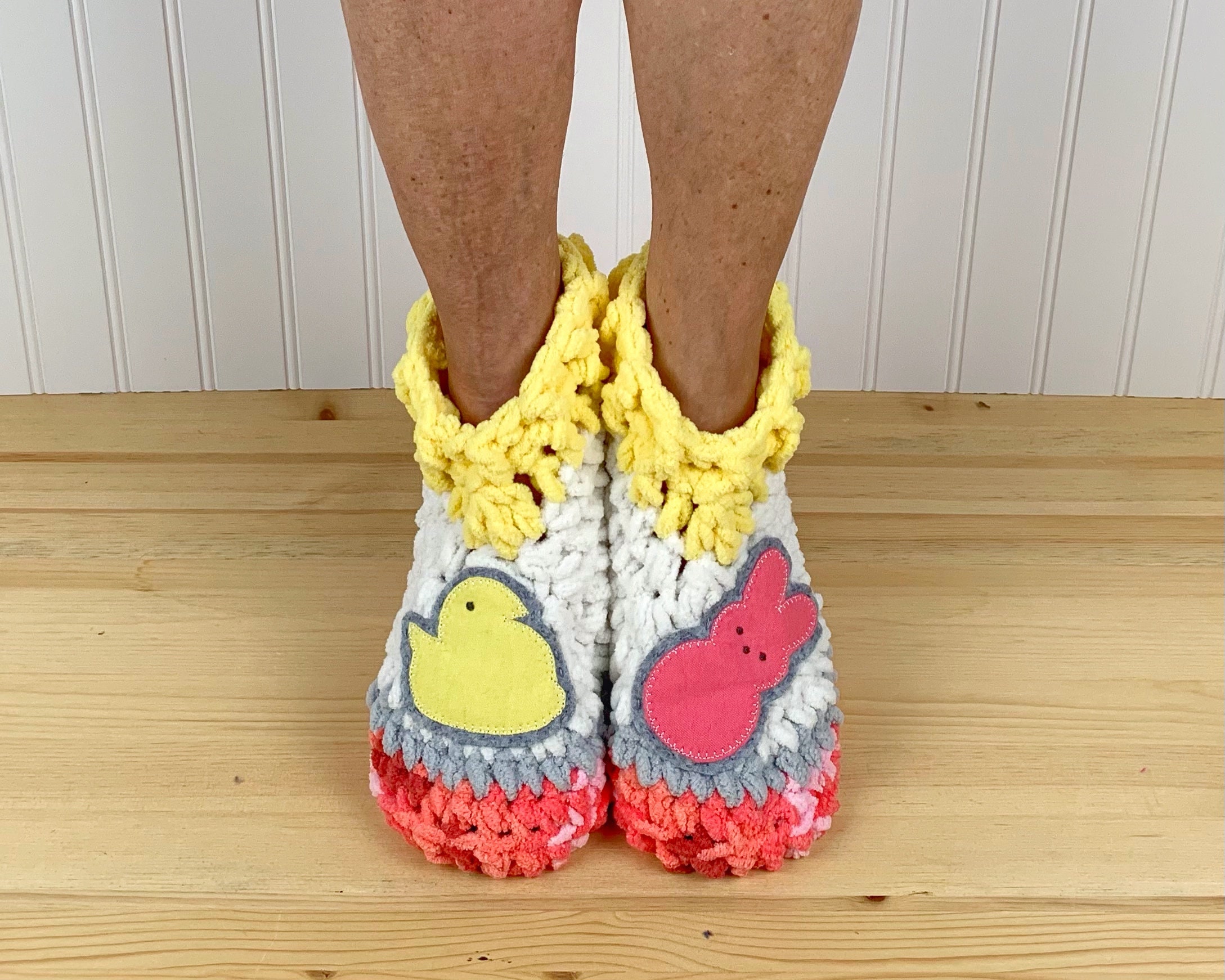 Cute EASTER PEEPS Slippers Pink & Yellow Fuzzy Slippers - Etsy