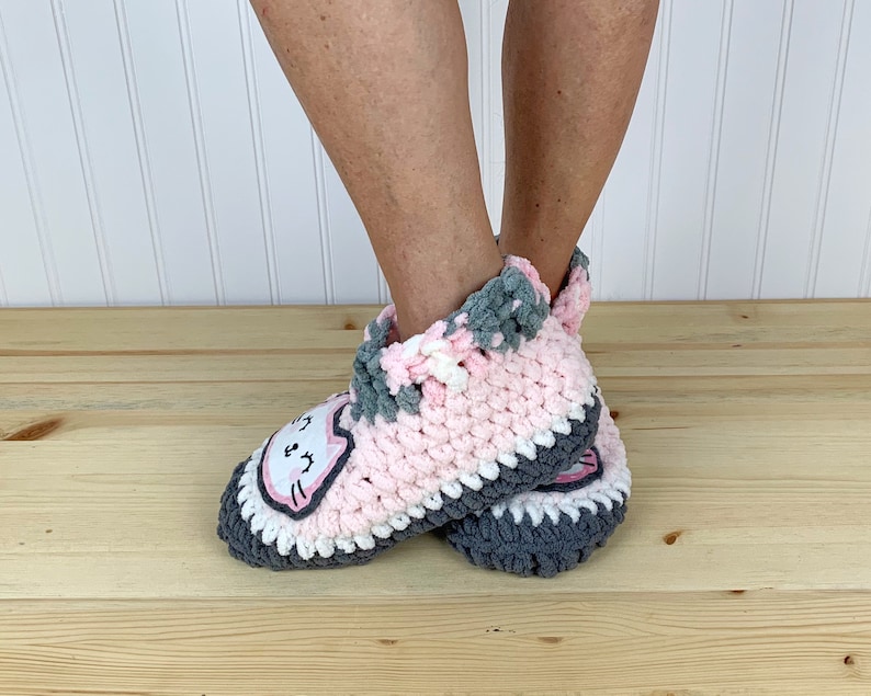 Cozy PINK Fuzzy CAT Slippers Comfy Chenille Slipper Socks - Etsy