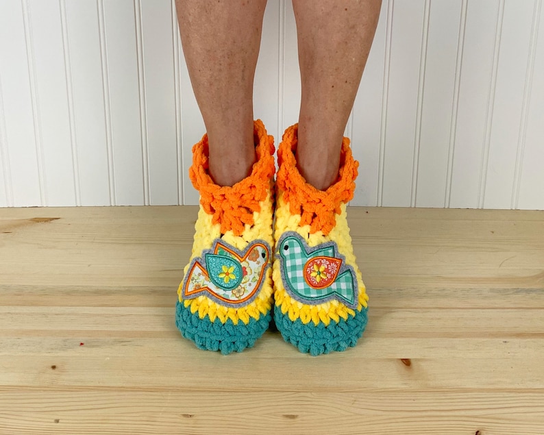 Cozy BIRD Slippers Bird Lover Gift Yellow Chenille Slipper - Etsy