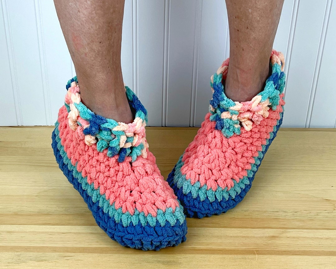 Pretty PINK & BLUE Fuzzy Slippers - Cozy Chenille Slipper Socks - Hygge ...