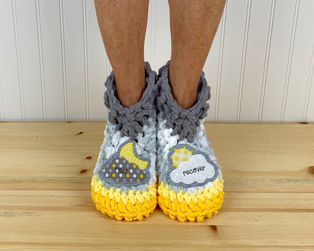 REST & RECOVER Slippers - Cozy Chenille Slipper Socks - Surgery Illness ...