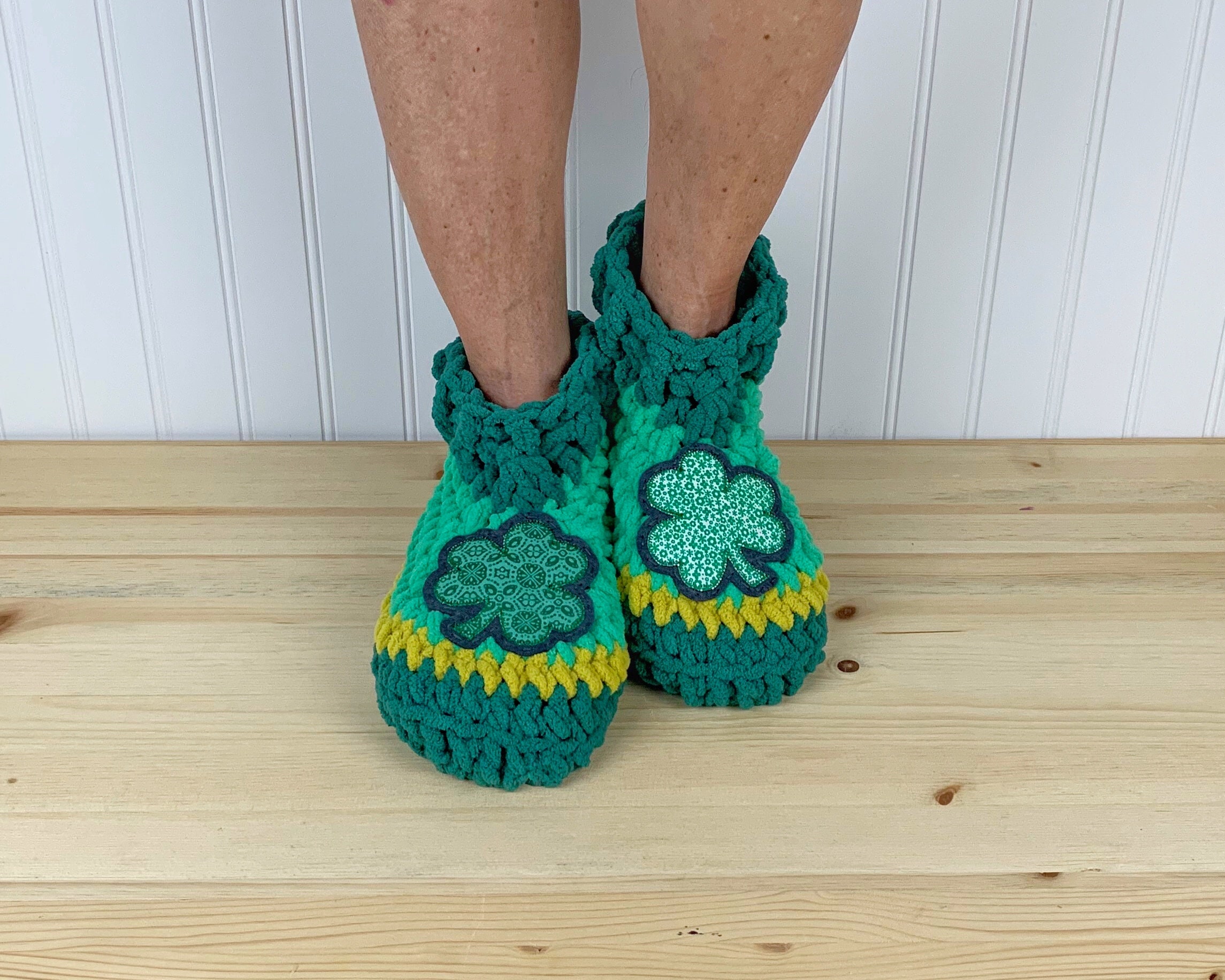 Shamrock Slippers - Cozy Chenille Slipper Socks - St. Patrick's Gift ...