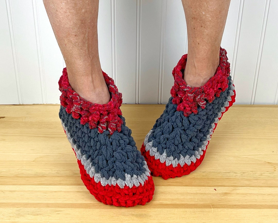 RUSTIC RED Fuzzy Slippers - Cozy Chenille Slipper Socks - Hygge House ...