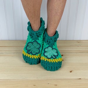 Shamrock Slippers - Cozy Chenille Slipper Socks - St. Patrick's Gift ...