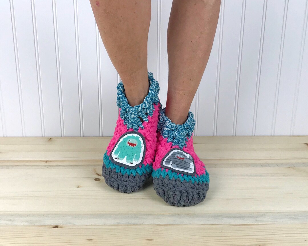 Snuggly Squatch Slippers Cozy Pink Chenille Slipper Socks - Etsy