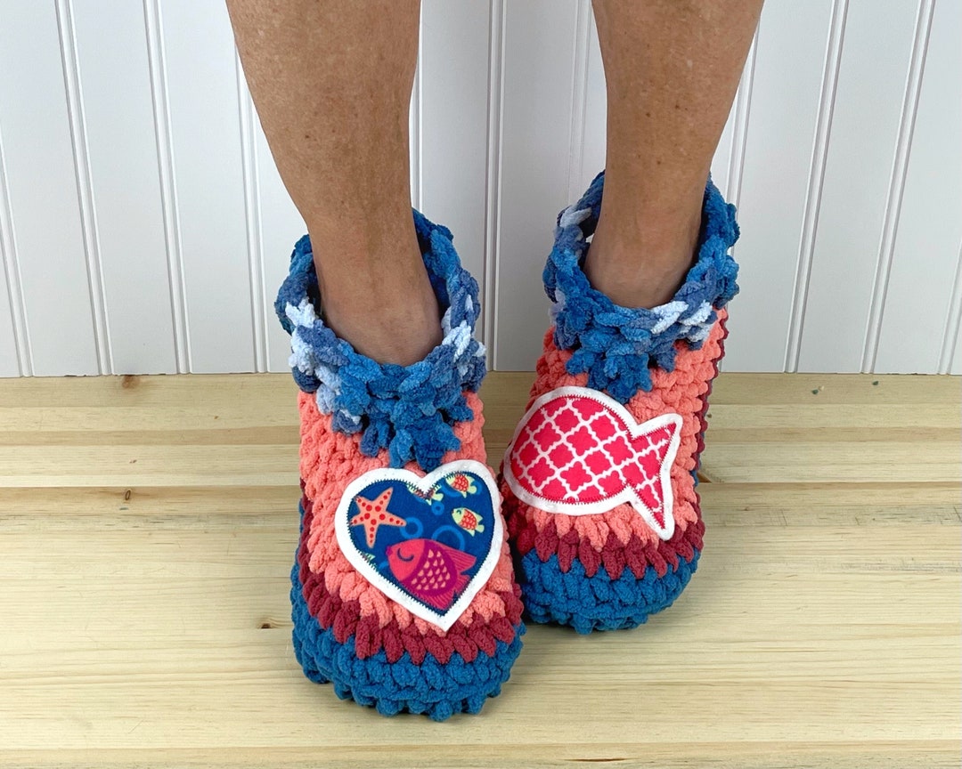 COLORFUL FISH Slippers - Cozy Chenille Slipper Socks - Fishing Gift ...