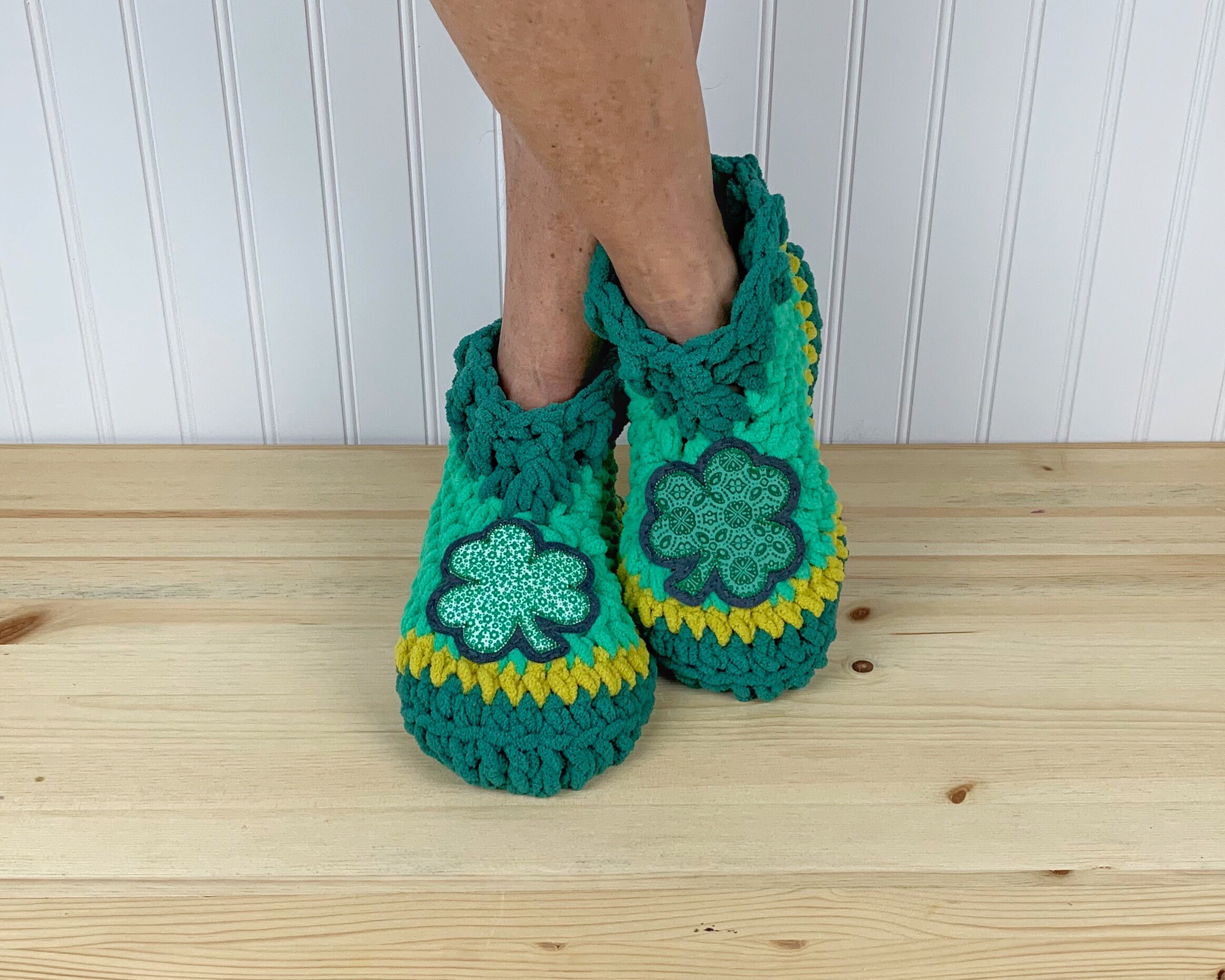 Shamrock Slippers - Cozy Chenille Slipper Socks - St. Patrick's Gift ...