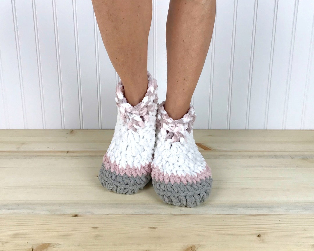 SOFT ROSE Fuzzy Slippers Cozy Chenille Slipper Socks Hygge - Etsy