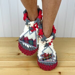 Winter MOUNTAIN & TREE Slippers - Cozy Chenille Slipper Socks - Snow ...