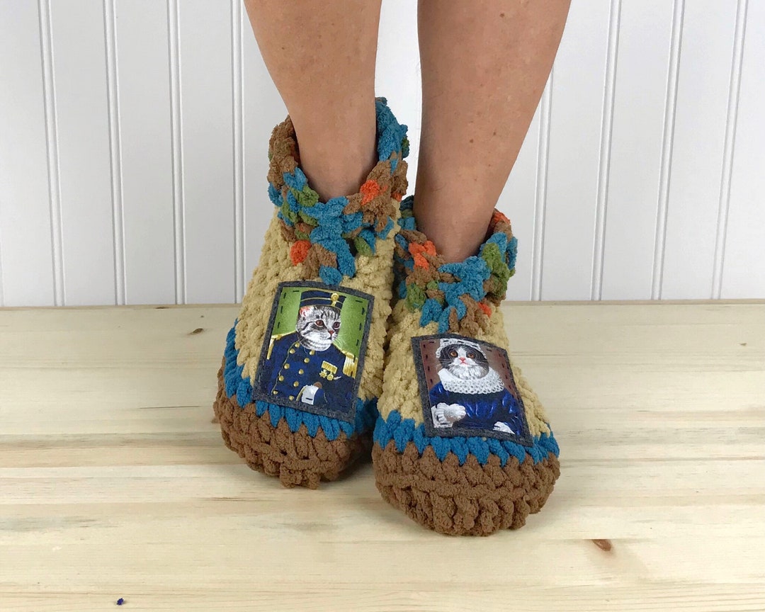 Funny FANCY CAT Slippers - Cozy Chenille Slipper Socks - Hygge House ...