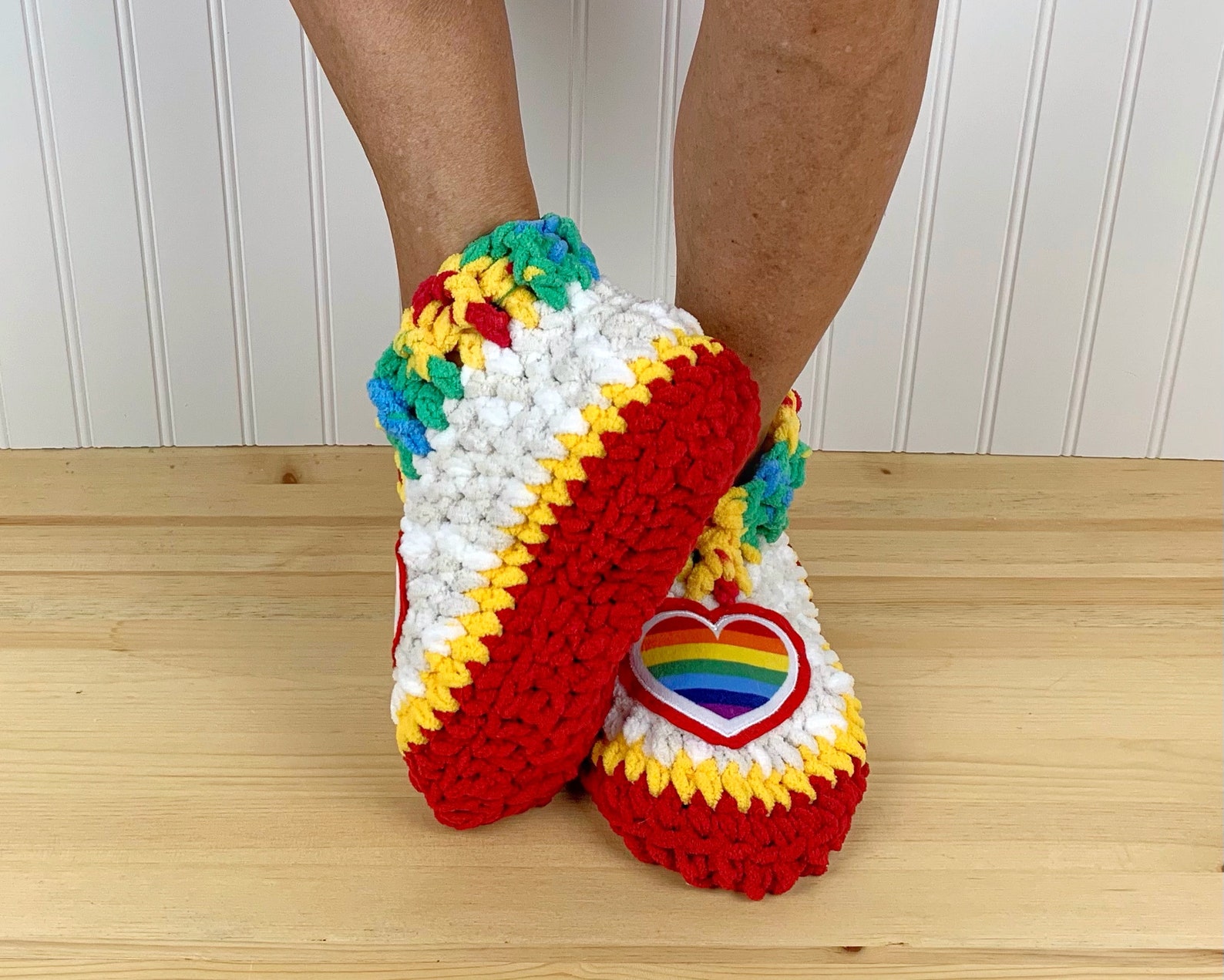 LOVE is LOVE Rainbow Heart Slippers Cozy Chenille Slipper - Etsy