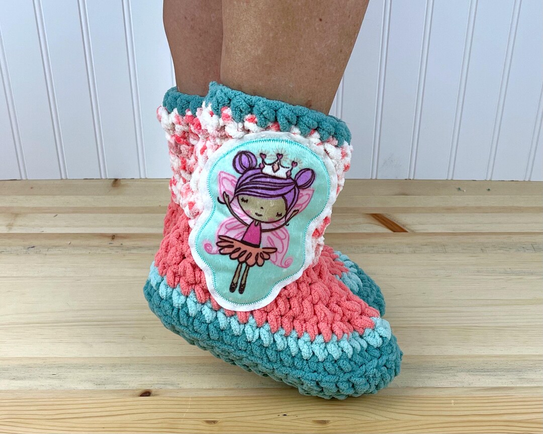 PINK PIXIES High Top Slippers - Cozy Chenille Slipper Socks - Fairy ...