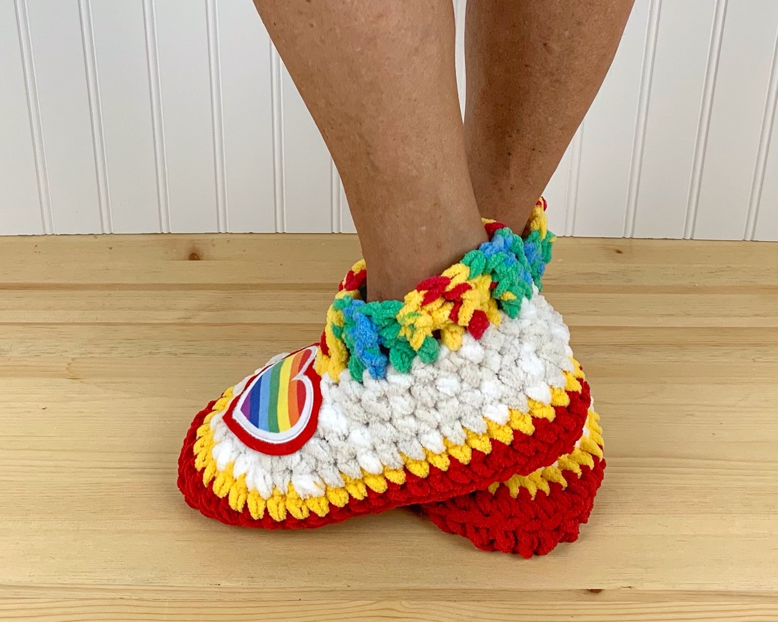 LOVE is LOVE Rainbow Heart Slippers Cozy Chenille Slipper - Etsy