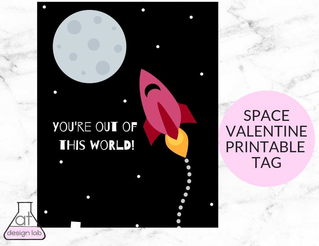 Space Valentines Printable Tags | DIY Classroom Cards (digital Download ...