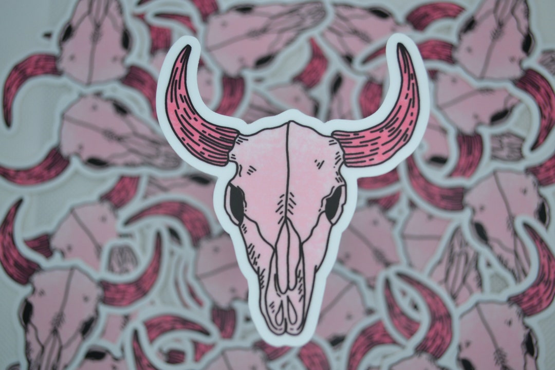 Pink Bull Skull Sticker | Western Sticker - Etsy
