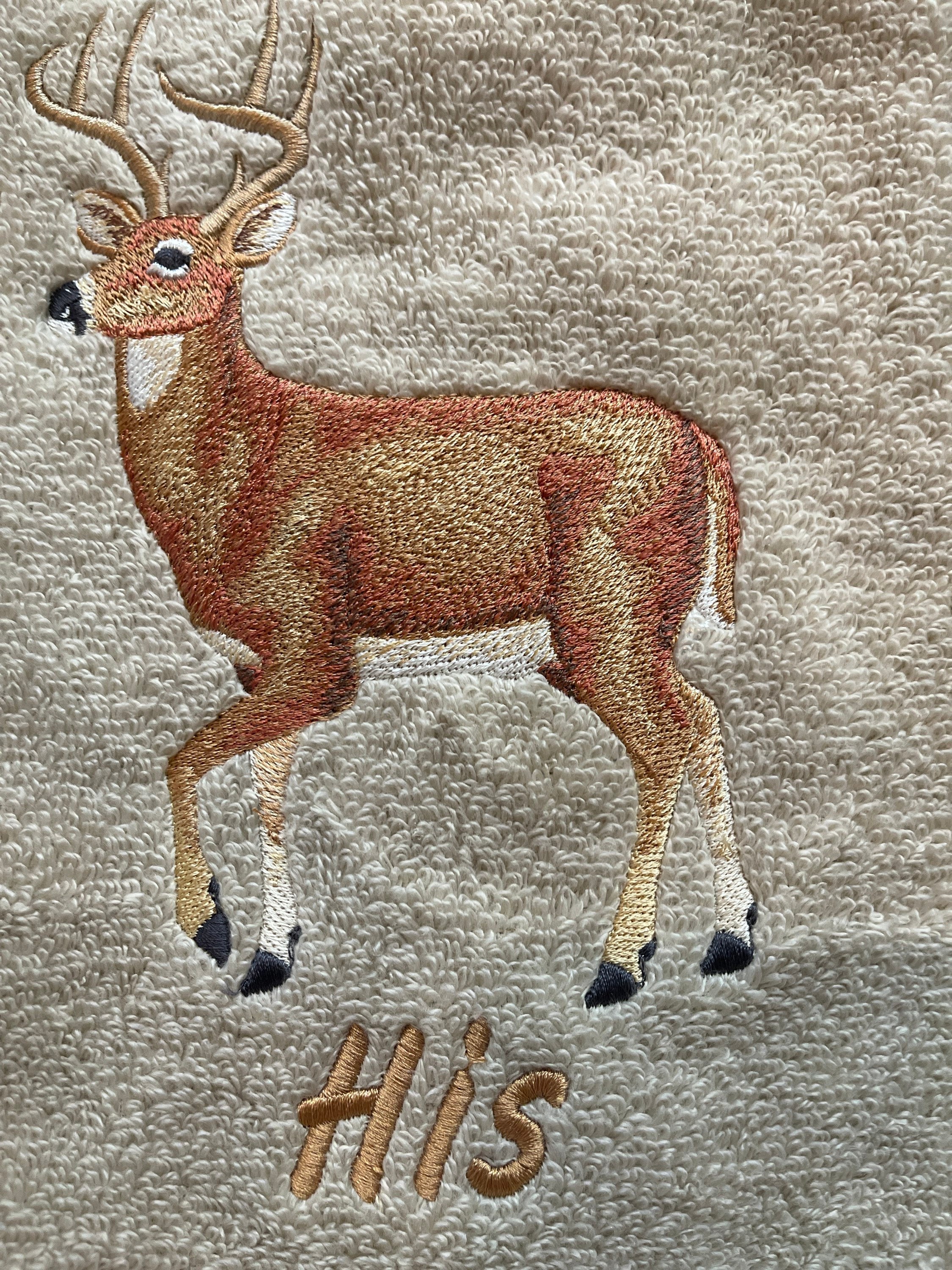 His and Her Deer Towel Set// Couple Towels// Bath Towel Set // | Etsy