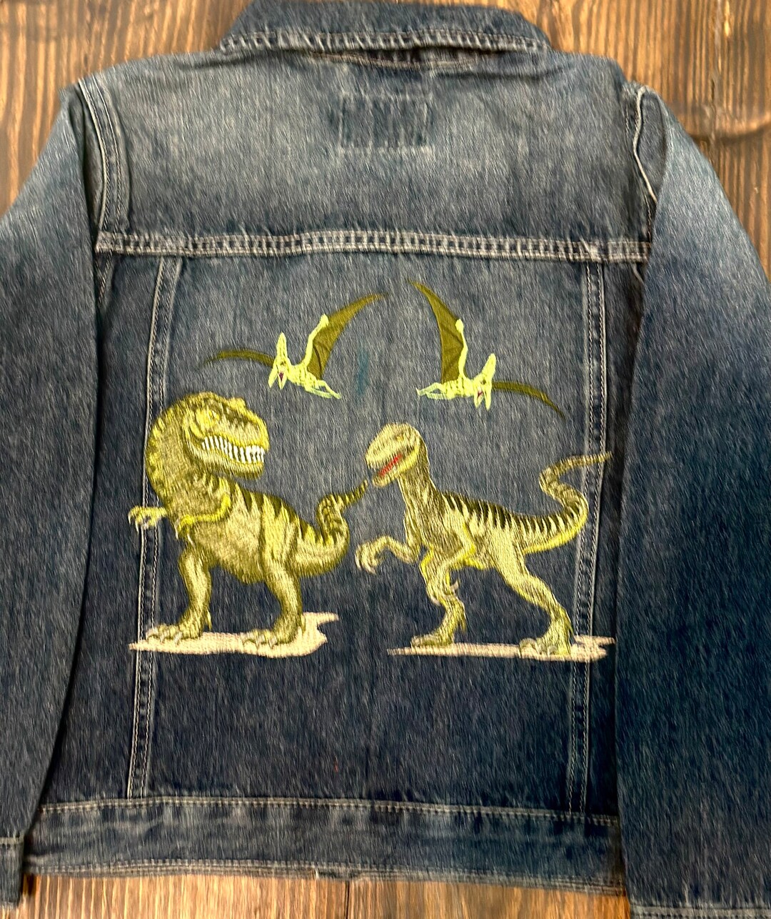 Dinosaur Blue Jean Kids Jacket // Embroidery Jackets // Kids ...