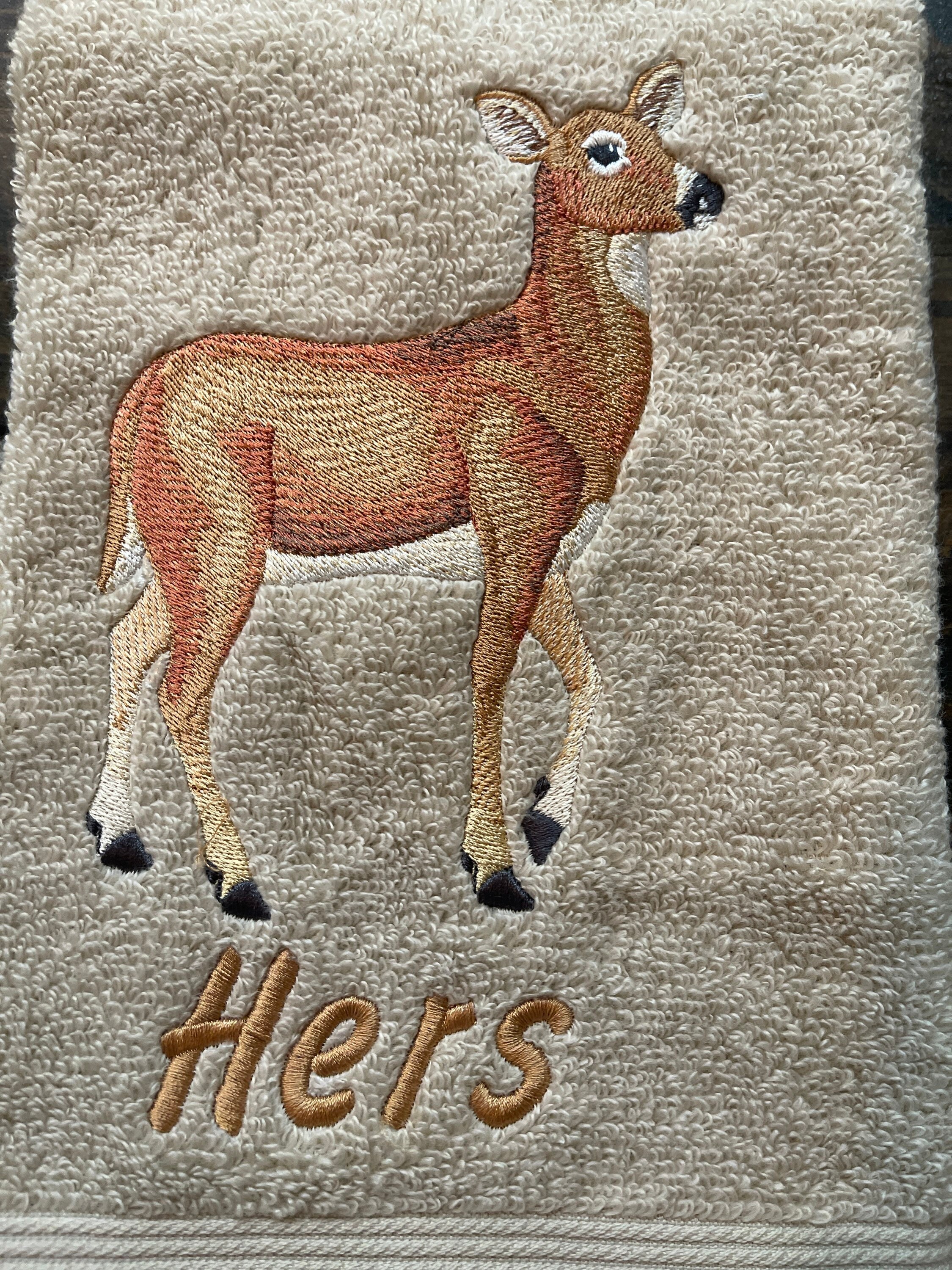 His and Her Deer Towel Set// Couple Towels// Bath Towel Set // | Etsy