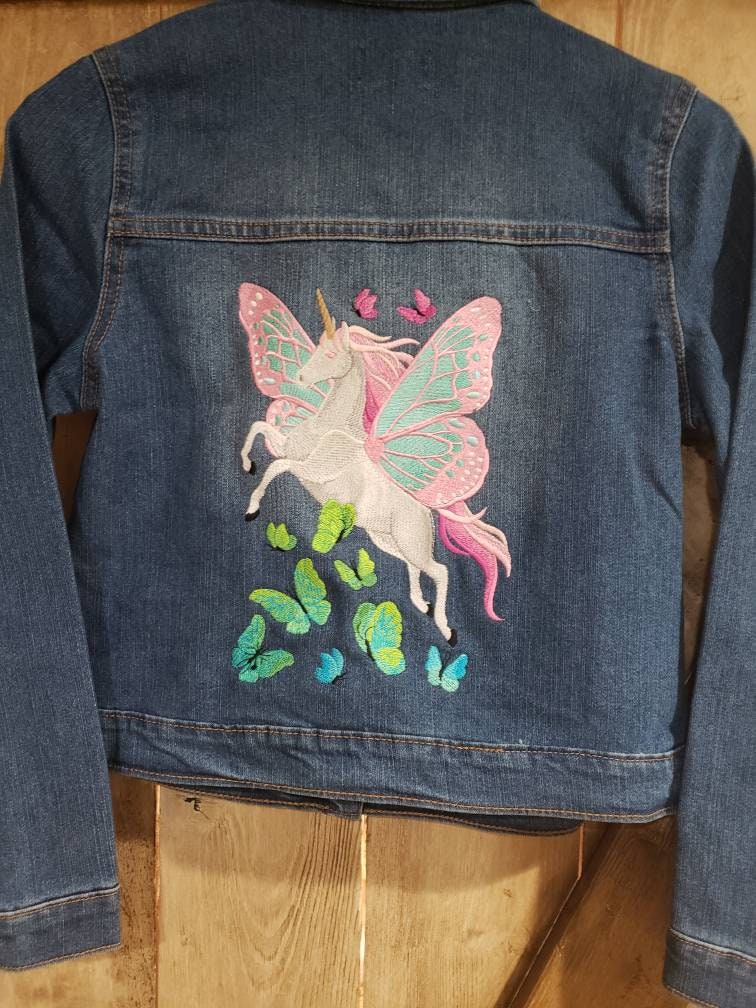 Embroidered Unicorn Denim Jacket: Personalized Kids Jean Coat - Etsy