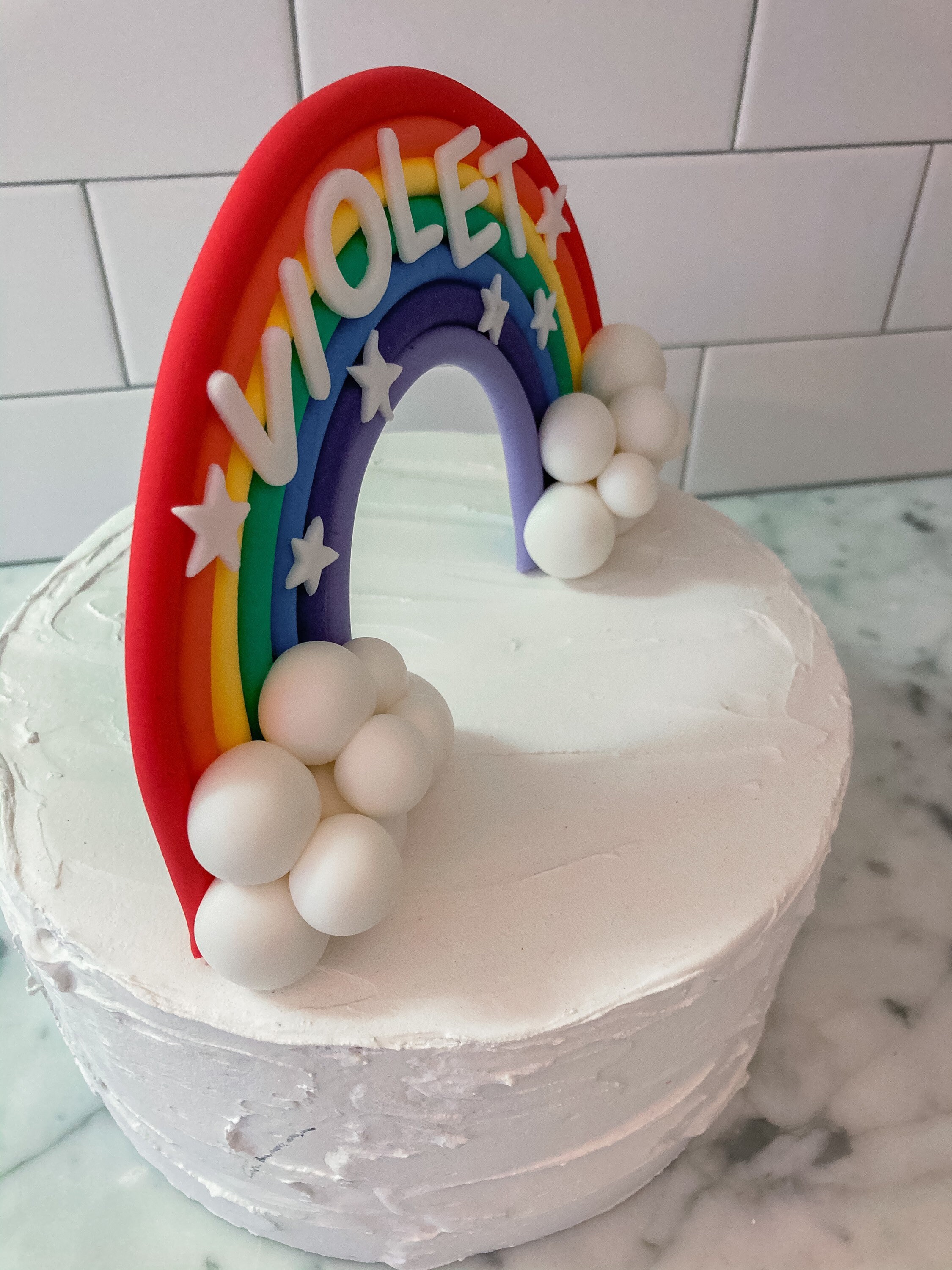 Fondant Cake Topper Rainbow Cake Topper Fondant Rainbow Cake - Etsy