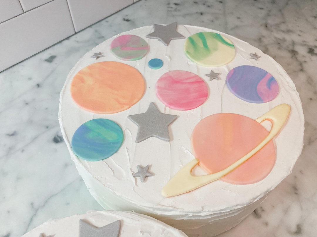 Fondant Planets, Edible Cake Decorations, Cupcake Toppers, 9 Piece Set ...
