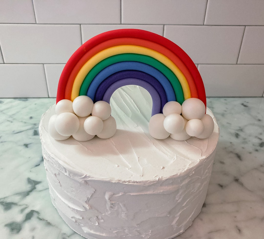 Fondant Cake Topper, Rainbow Cake Topper, Fondant Rainbow Cake Topper ...