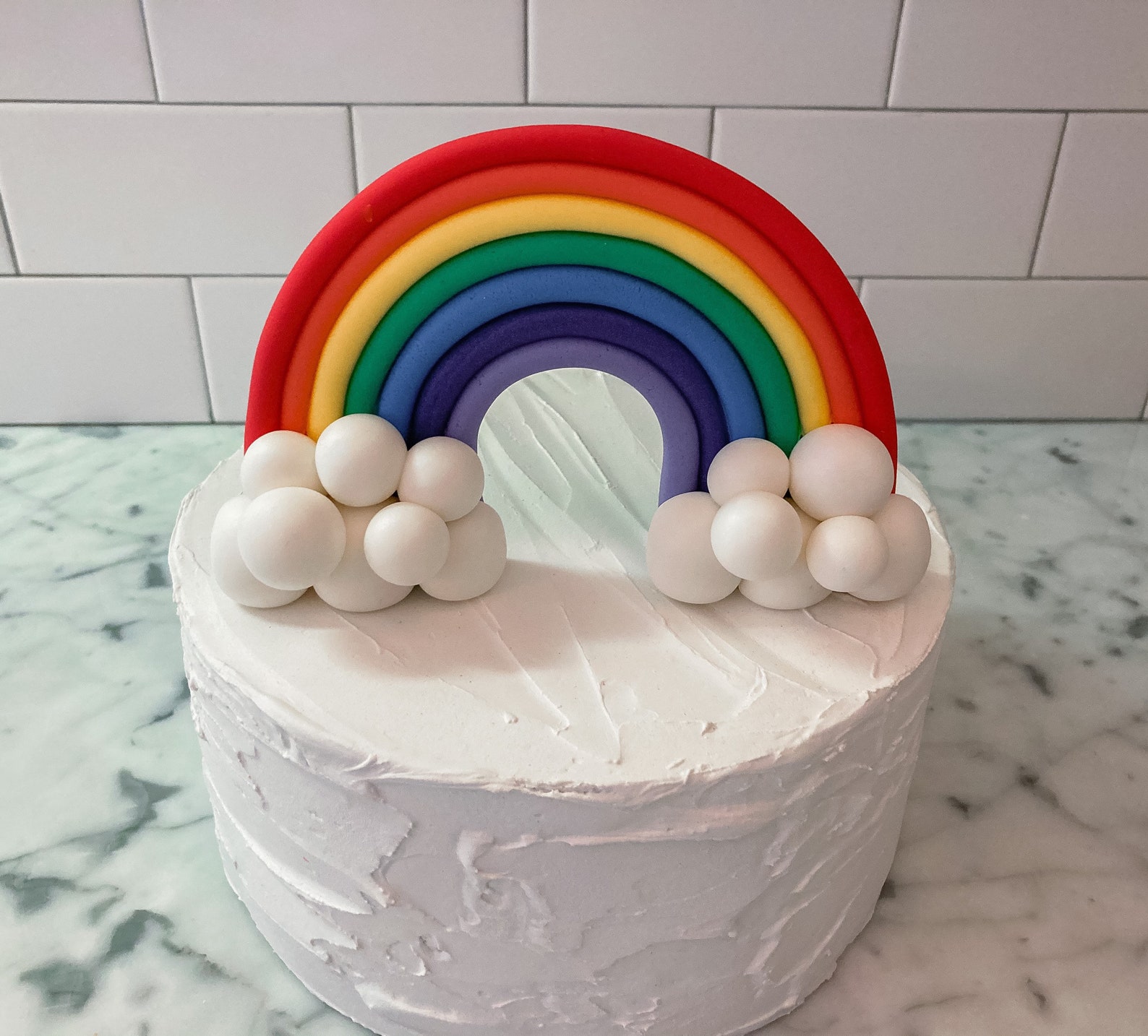 Fondant Cake Topper Rainbow Cake Topper Fondant Rainbow Cake - Etsy