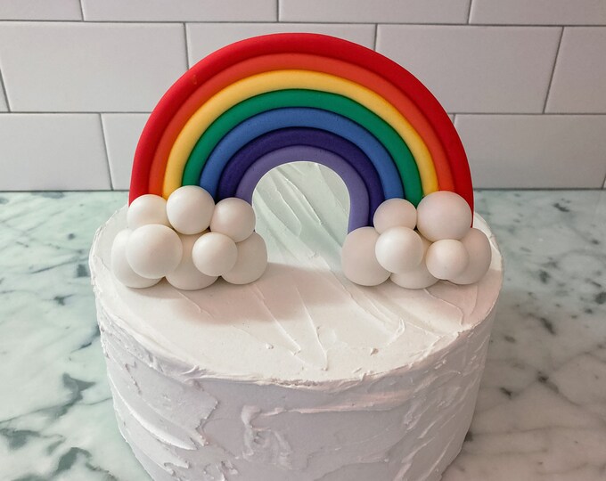 Fondant Cake Topper, Rainbow Cake Topper, Fondant Rainbow Cake Topper ...