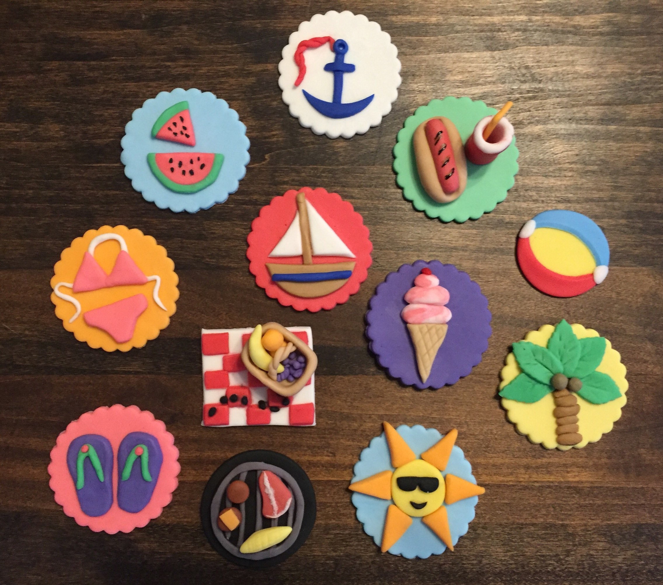 Summer Fondant Cupcake Toppers Set of 12 Assorted Toppers - Etsy