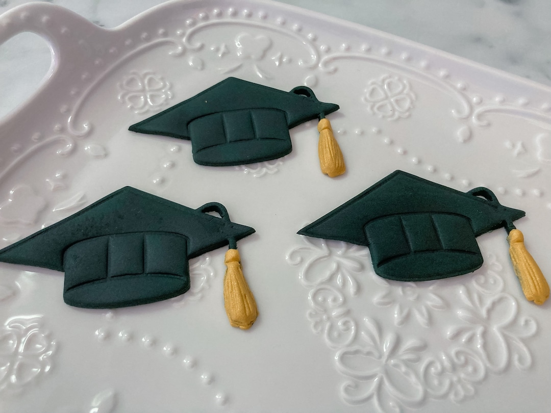 Graduation Cap Fondant Cupcake Toppers- Set of 6 Toppers - Etsy