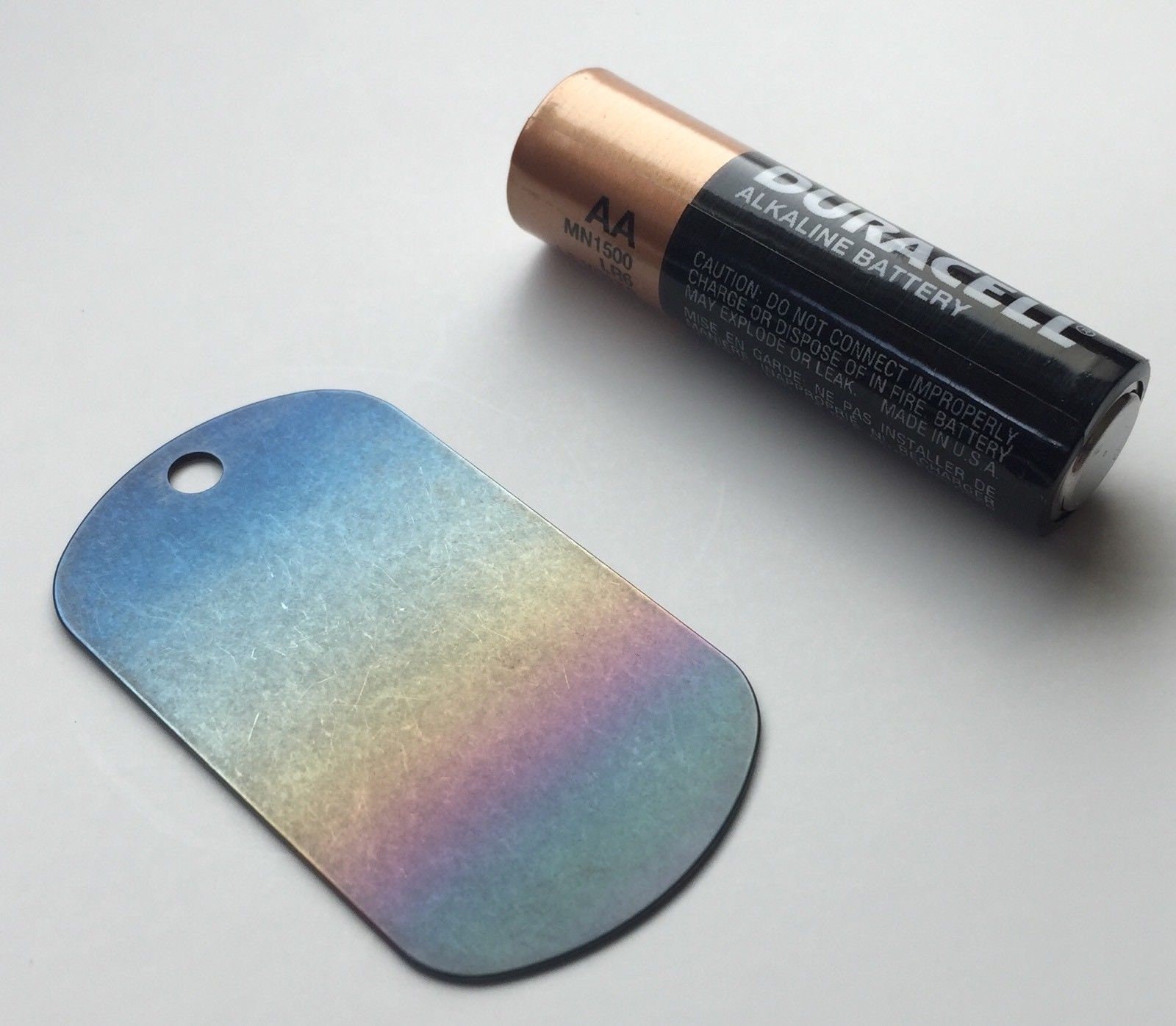 Titanium Rainbow Natural Dog Tag USA. ID Medical Alert Chain - Etsy