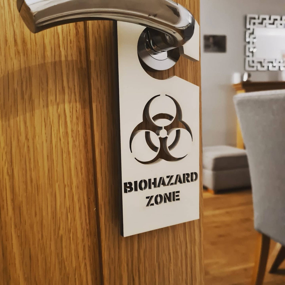 Funny Door Sign Door Hanger Biohazard Warning - Etsy