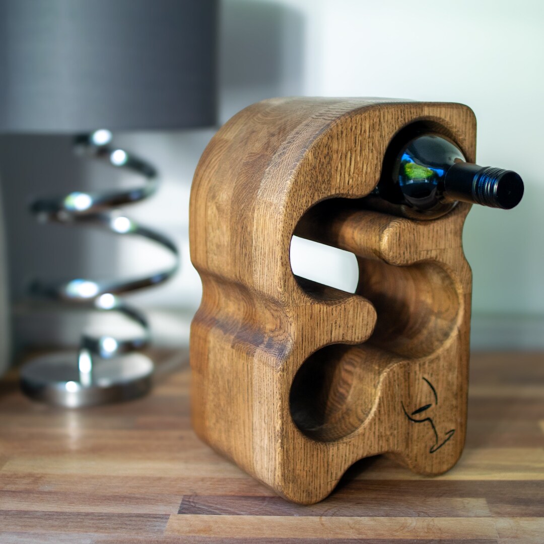 Bottle Wine Rack Solid Heavy Oak Monolithic Modern Rustic Wine Counter ...