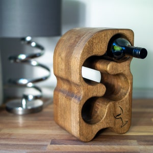 Bottle Wine Rack Solid Heavy Oak Monolithic Modern Rustic Wine Counter ...